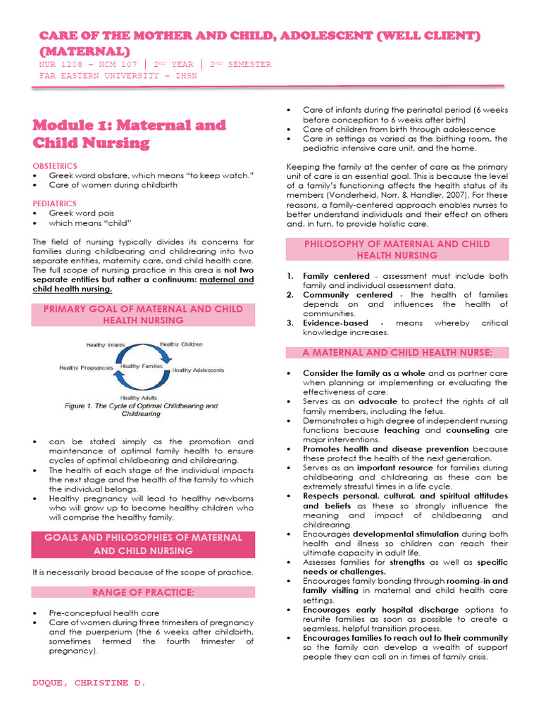 Module 1 - MCN Maternal | PDF
