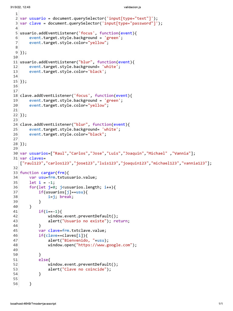 Validacion Js | PDF Validacion Js | PDF