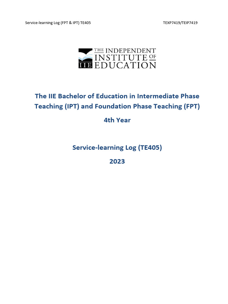 Service-Learning Log for TE405 Course | PDF | Service Learning | Learning