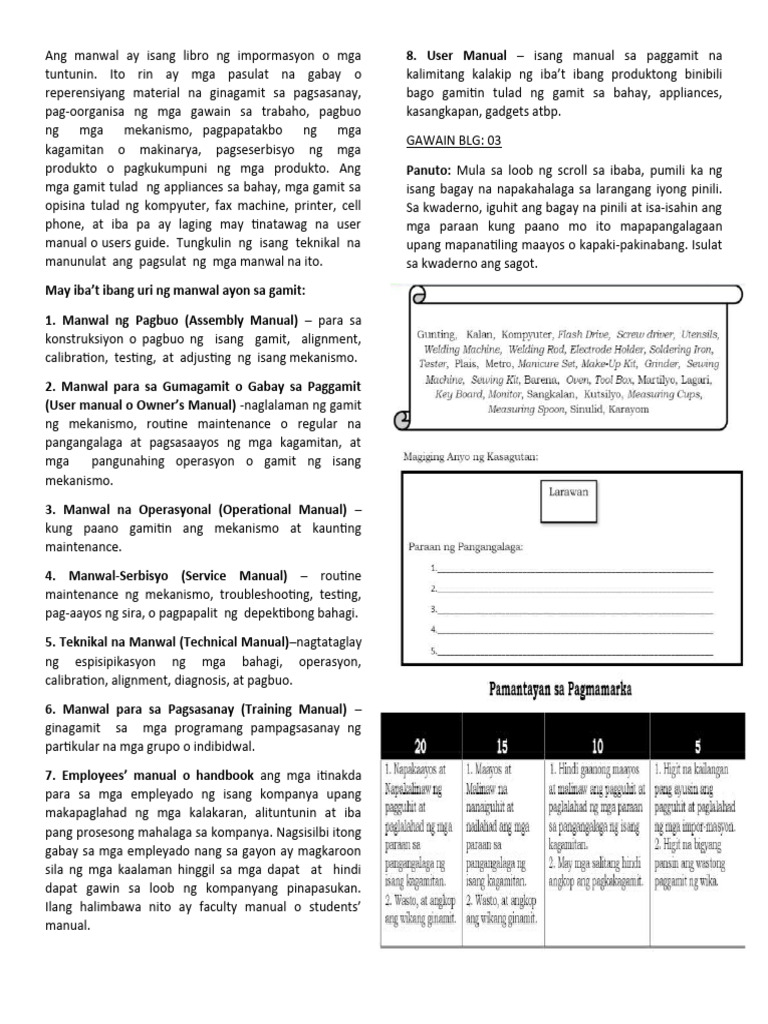Ang Manwal Ay Isang Libro NG Impormasyon o Mga Tuntunin | PDF