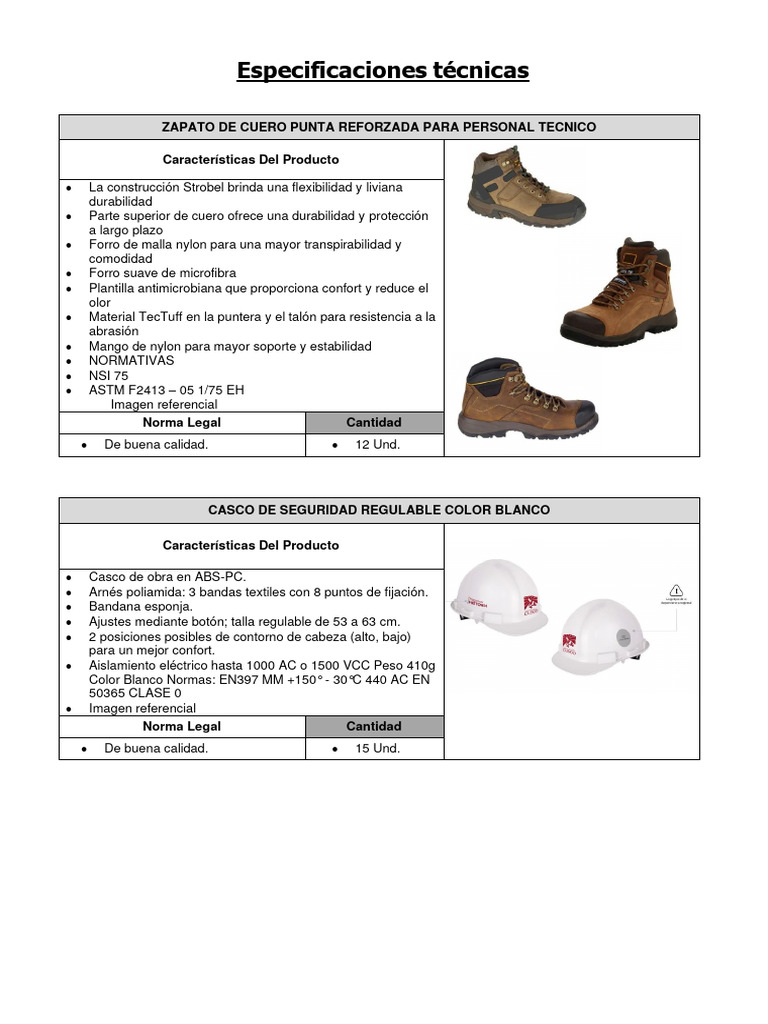 Especificaciones Tecnicas EPPS ULTIMO | PDF | Materiales