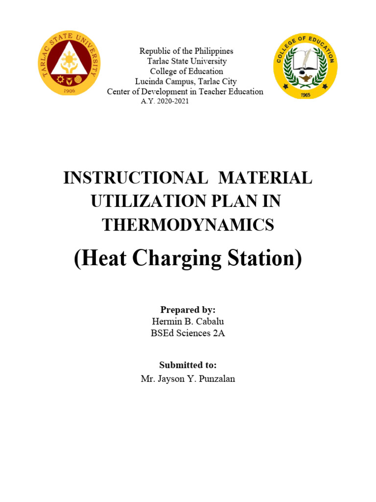 Thermodynamics Heat Charging Station Plan | PDF | Thermodynamics | Electromagnetism
