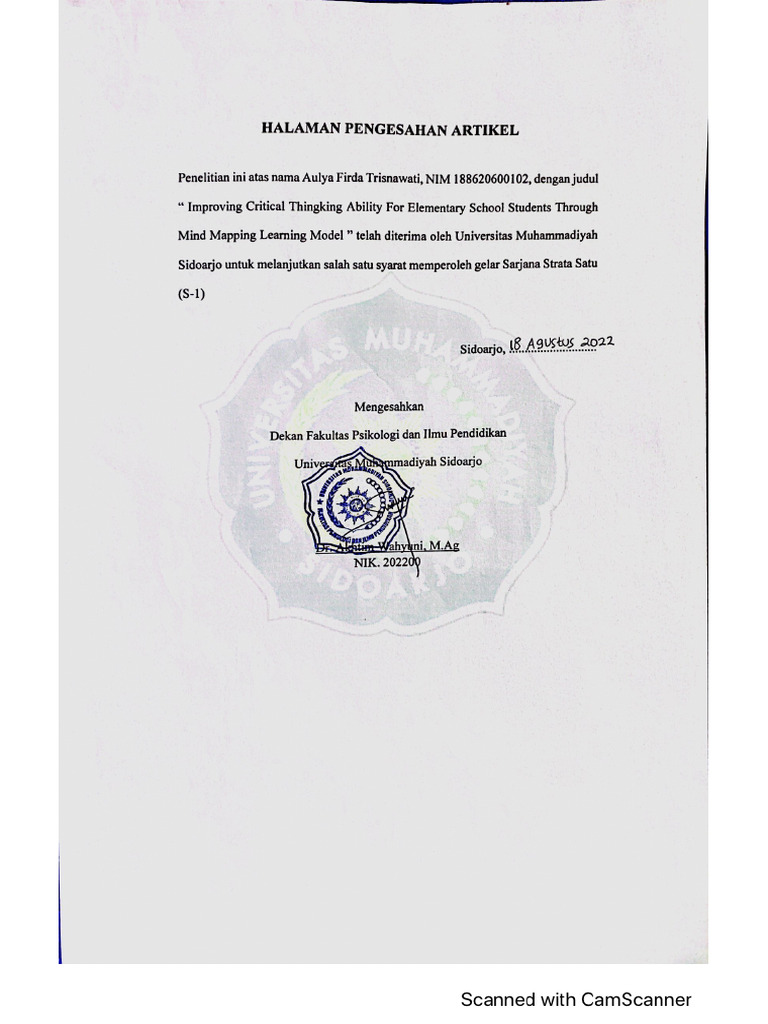 Hal Pengesahan Aulya Firda - 102 | PDF