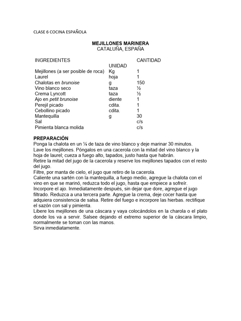 Clase 6 Cocina Española Cut | PDF | Alimentos | Cocinando