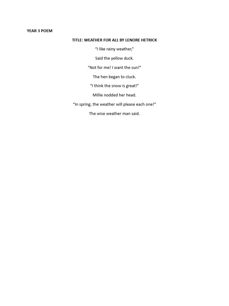Year 3-5 Poem | PDF