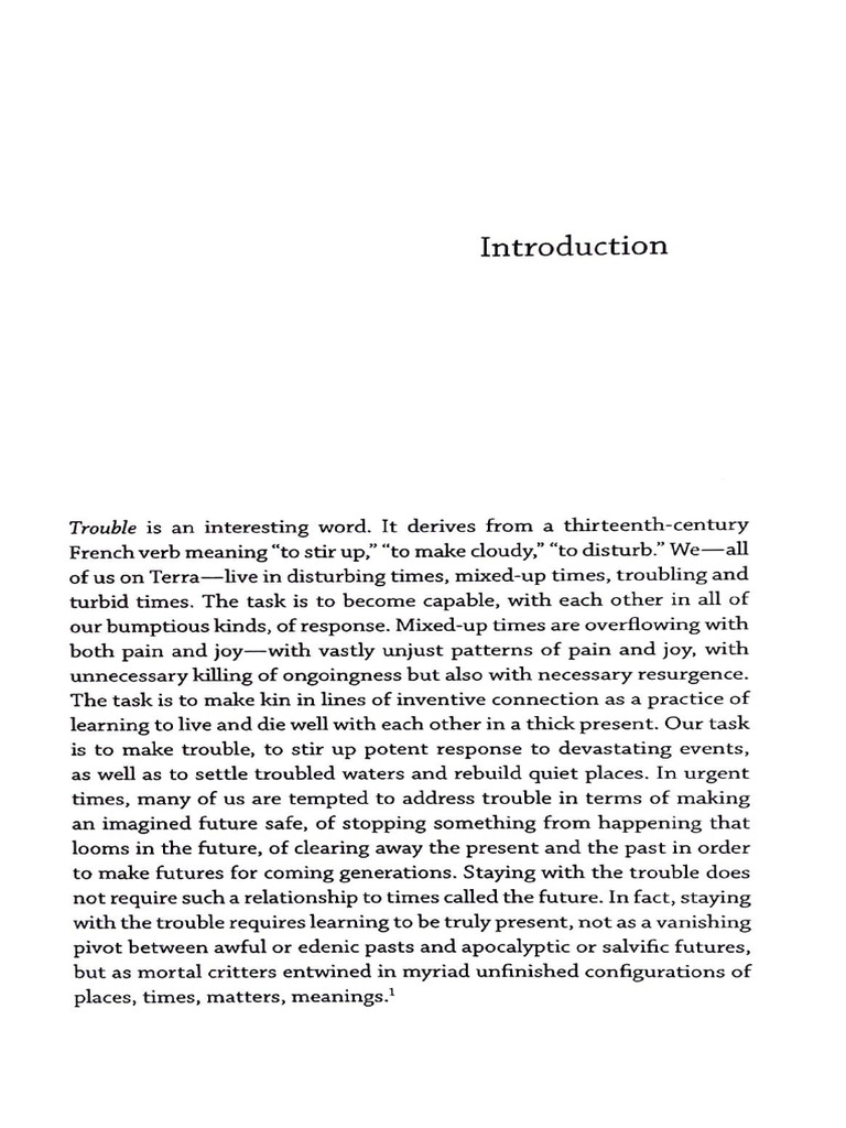 Staying With The Trouble - Donna Haraway - Introduction | PDF | Kinship ...