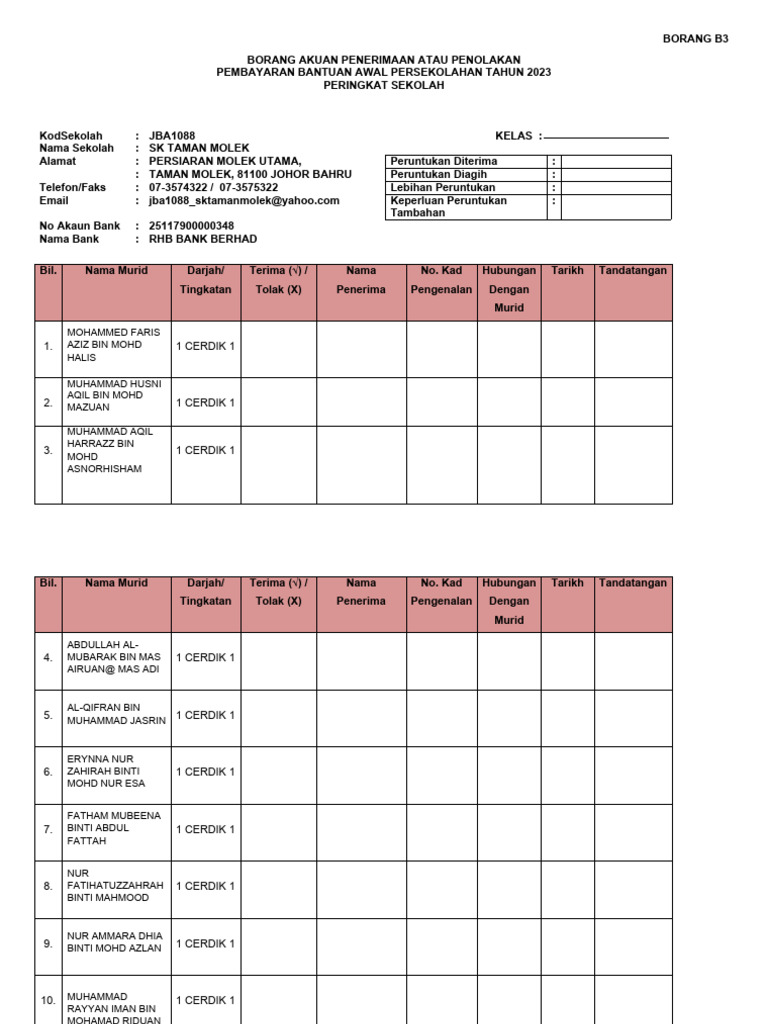 Borang b3 Bap 2023 1c1 | PDF