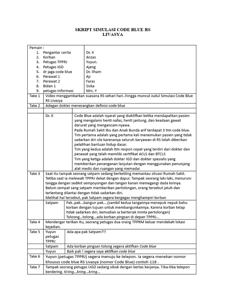 Skrip Simulasi Code Blue Rs Livasya | PDF | Sains & Matematika