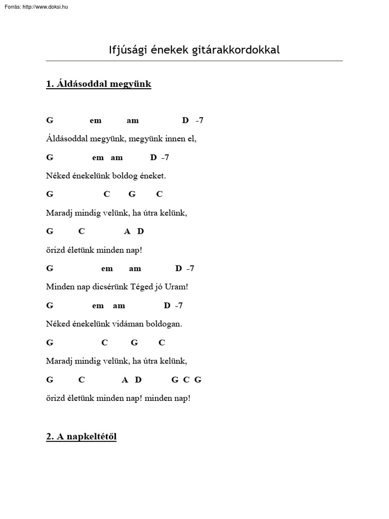 Ifjusagi Enekek Gitarakkordokkal | PDF