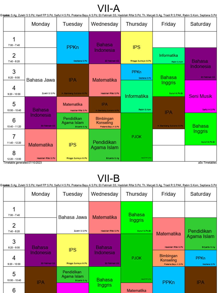 Jadwal Full Kelas | PDF