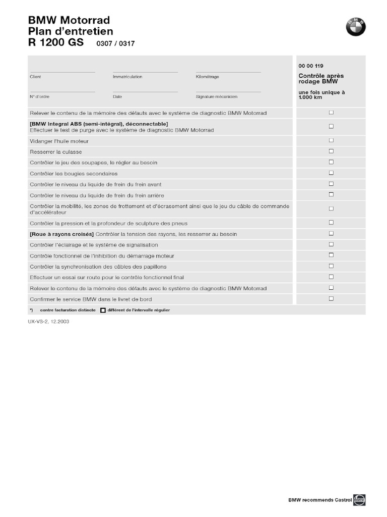 BMW Motorrad Plan d entretien R 1200 GS 0307 _ PDF Téléchargement ...