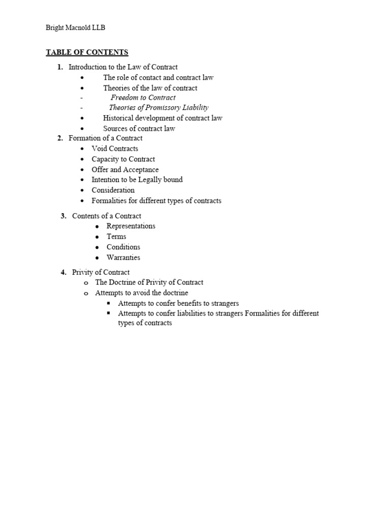 Law of Contract Notes | PDF