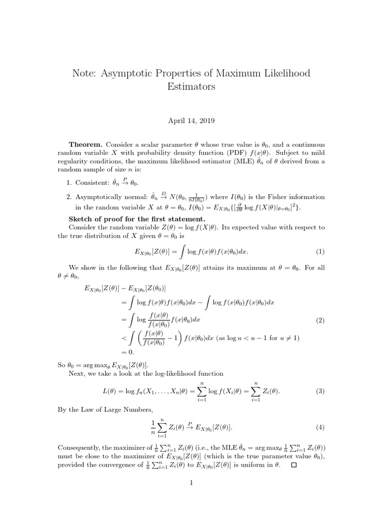 Supplement03-Asymptotic Properties of Mle | PDF | Estimator | Statistical Theory