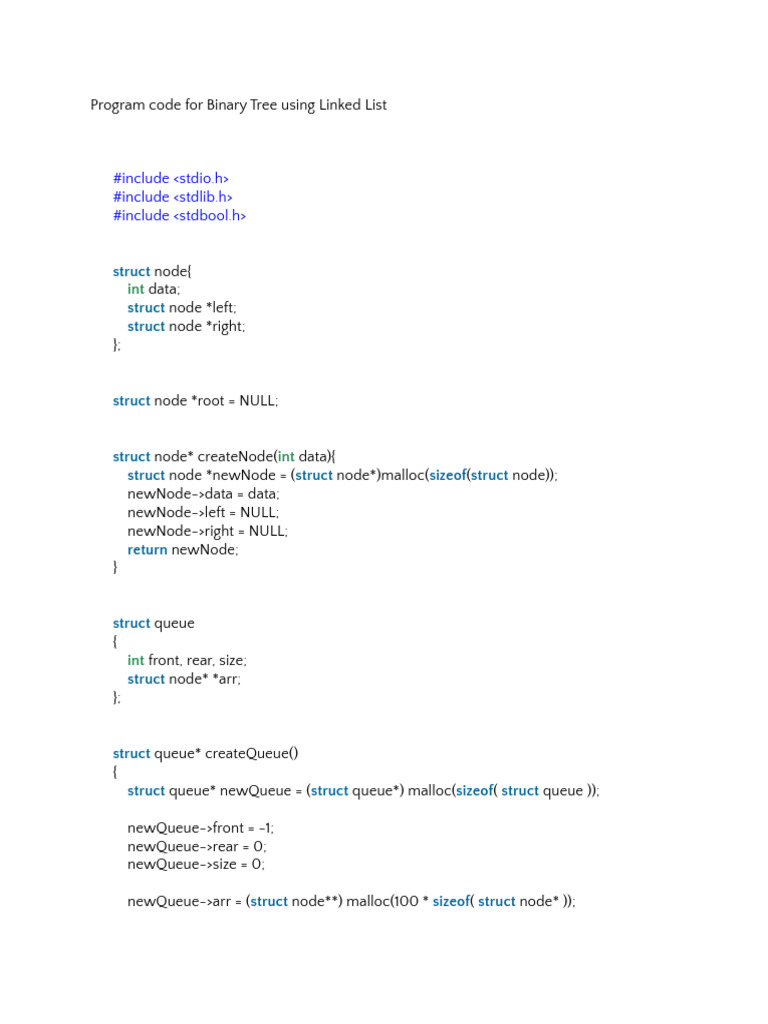 Binary Search Tree Using Link List | PDF Binary Search Tree Using Link List | PDF