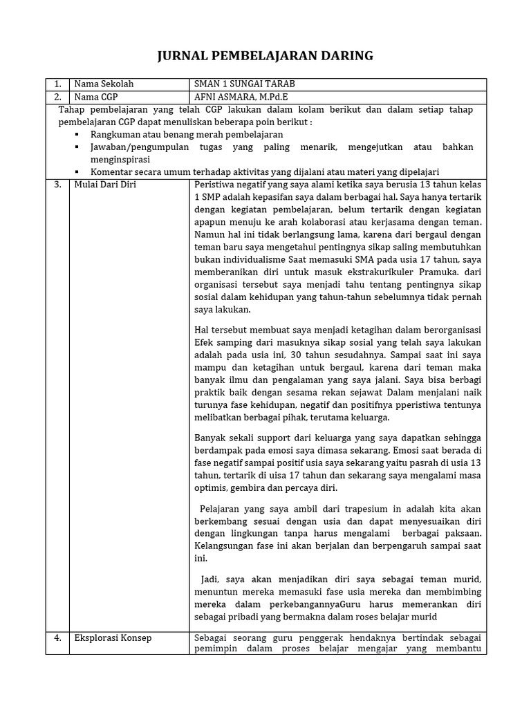 1.2 Afni-Jurnal Pembelajaran Daring | PDF | Karier & Perkembangan