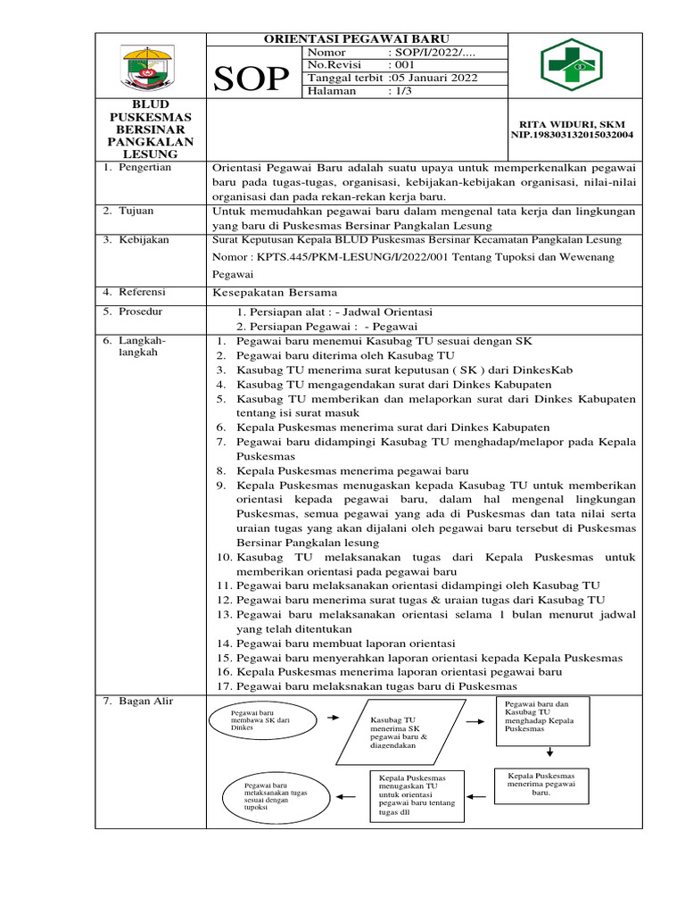 SOP Orientasi Pegawai Baru | PDF