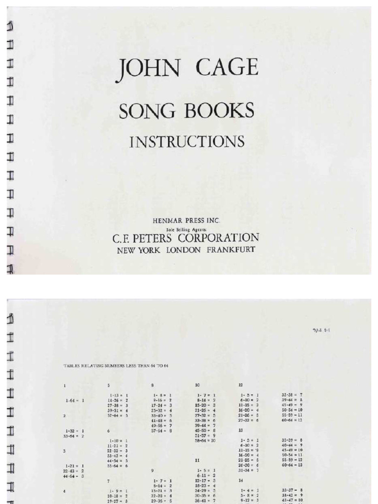 John Cage Song Books Instructions | PDF