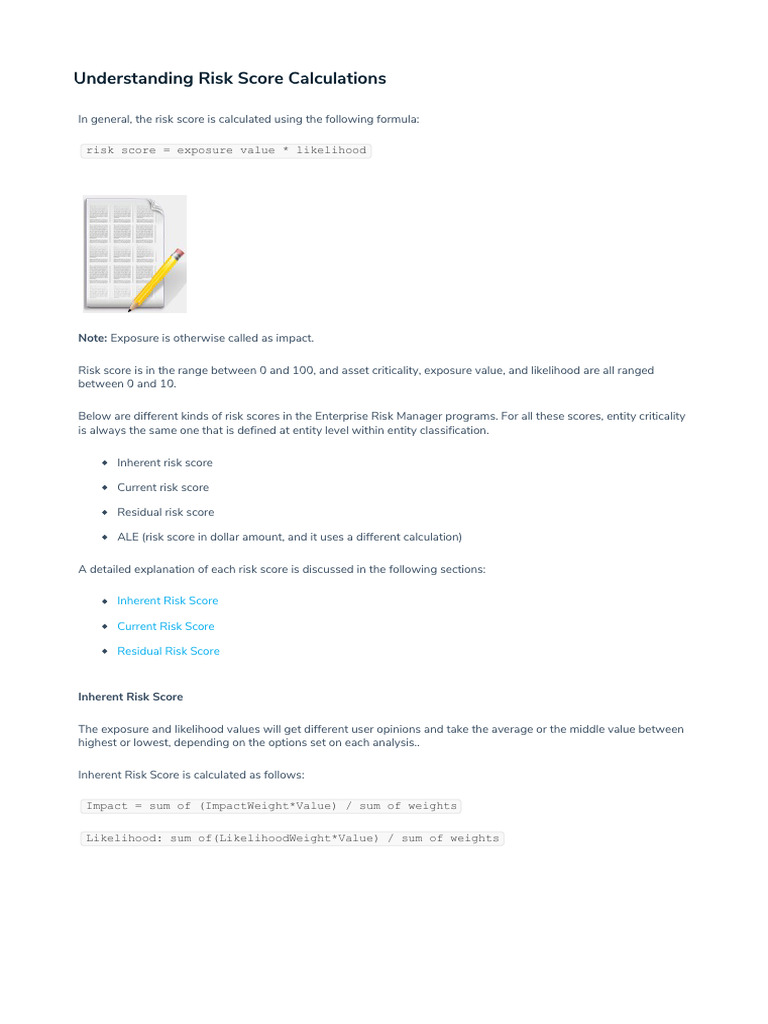 Understanding Risk Score Calculations Pdf