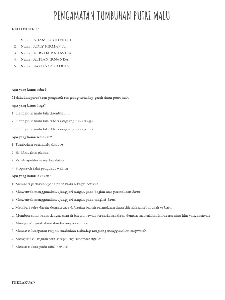 TUGAS PENGAMATAN PUTRI MALU 2023.docx - 20231030 - 214343 - 0000 | PDF