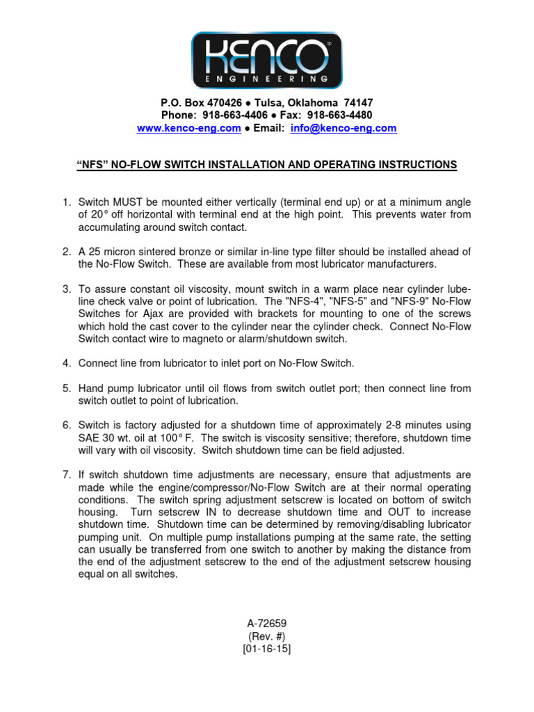 No-Flow Switch Installation Guide | PDF