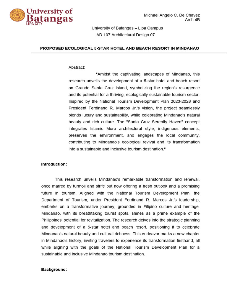 Ecological 5-Star Hotel in Mindanao | PDF | Sustainability | Ecology