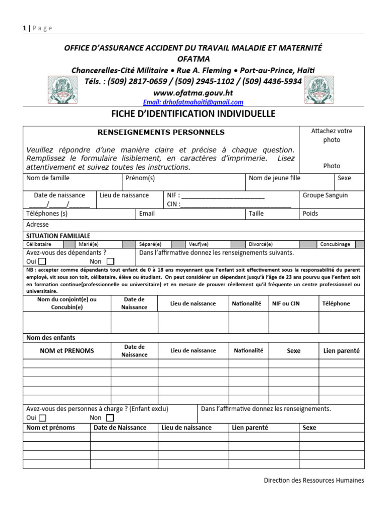 Fiche D'indentification Individuelle20 | PDF
