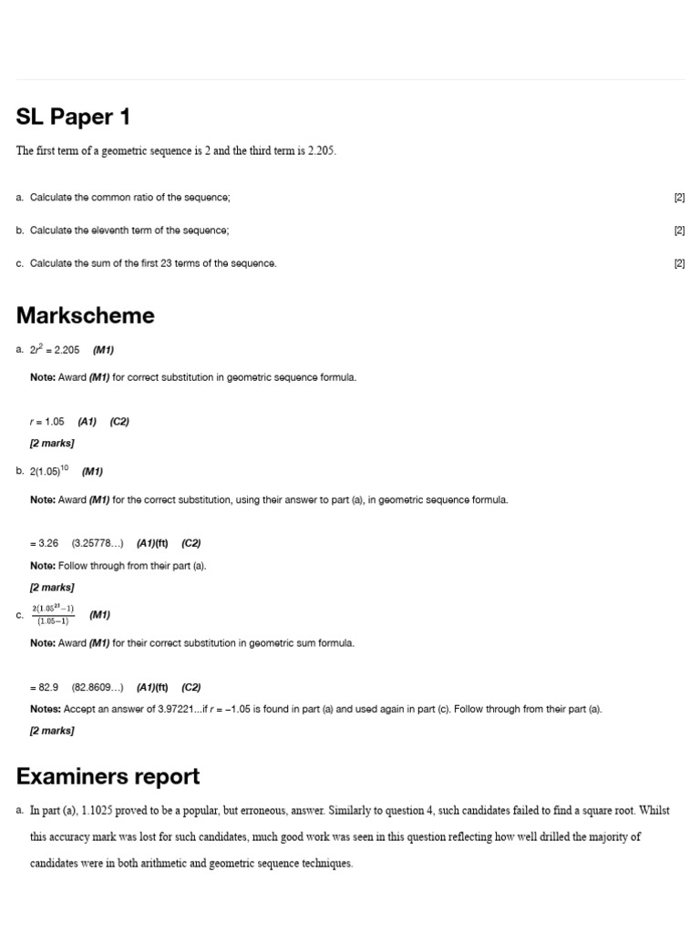 Markscheme SL Paper1 | PDF