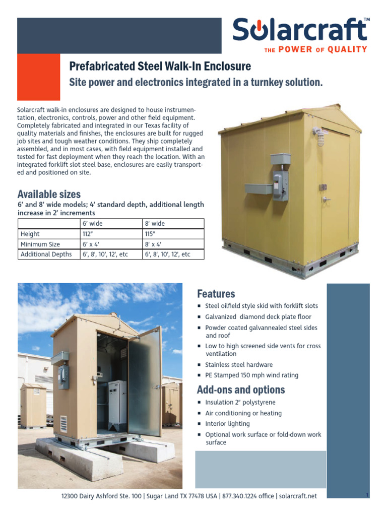 Walk in Enclosure Data Sheet | PDF | Steel | Wall