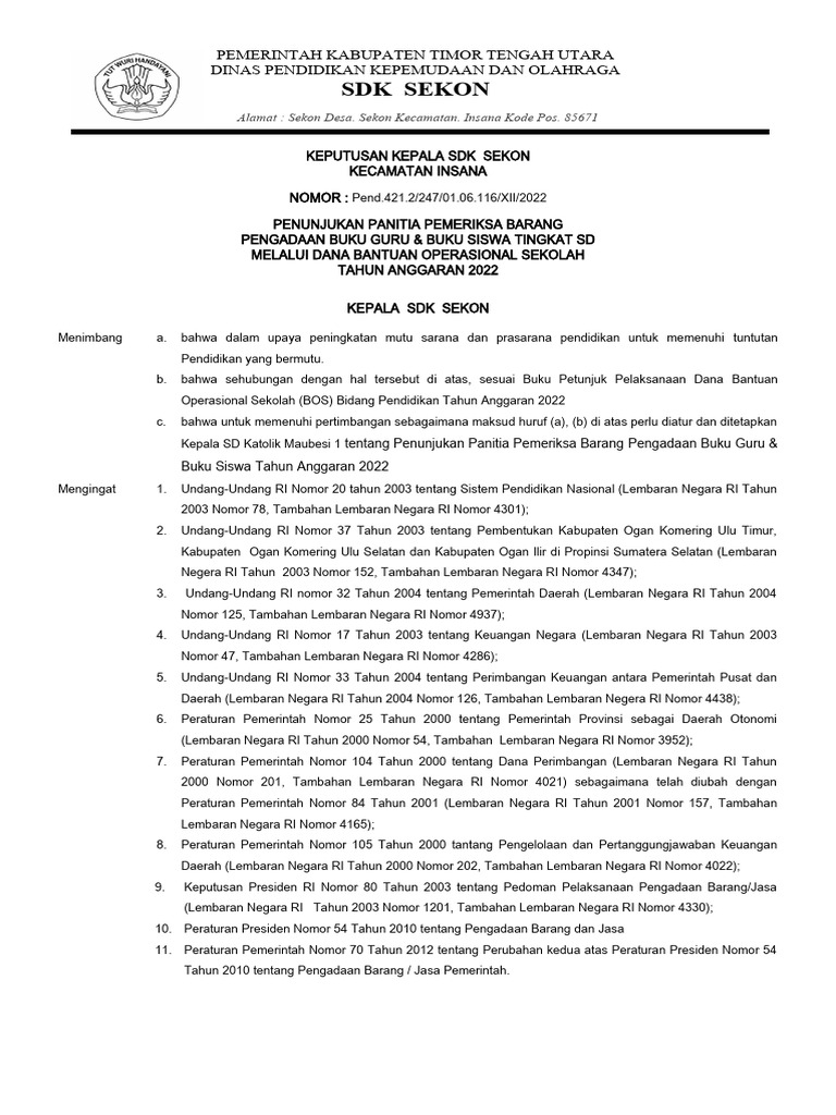 SK Pemeriksa Barang | PDF