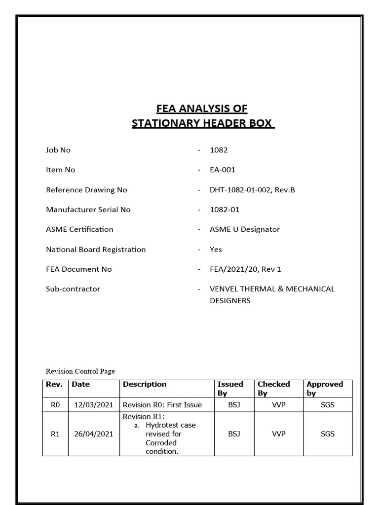 EA-001 - R1 FEA Report | PDF | Strength Of Materials | Stress (Mechanics)