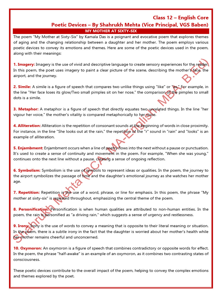 Class 12 All Poetic Devices | PDF | Poetry | Poetic Devices