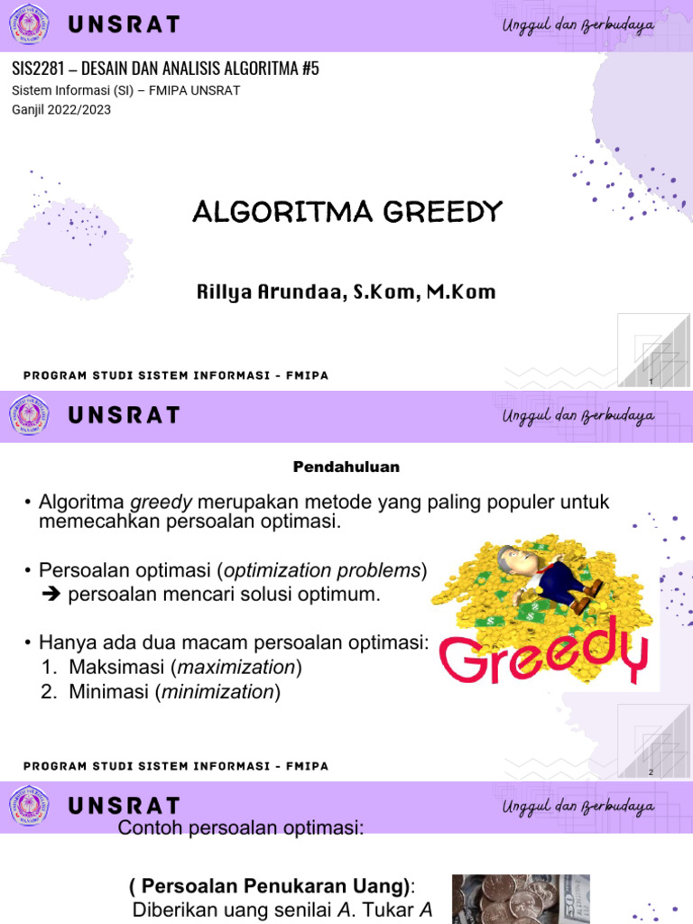 Materi 5 - Algoritma Greedy (Bagian 1) | PDF