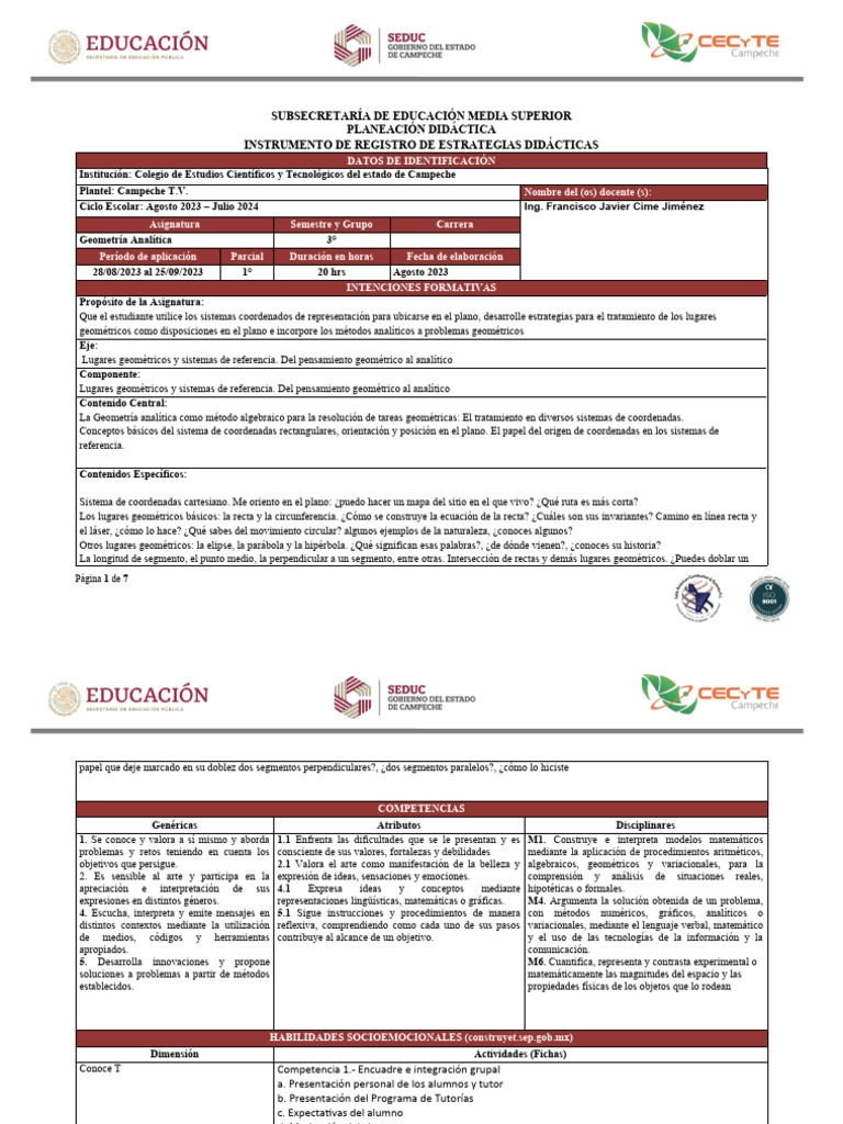 Ometría Analítica.P1. Ago23 | PDF | Geometría | Evaluación