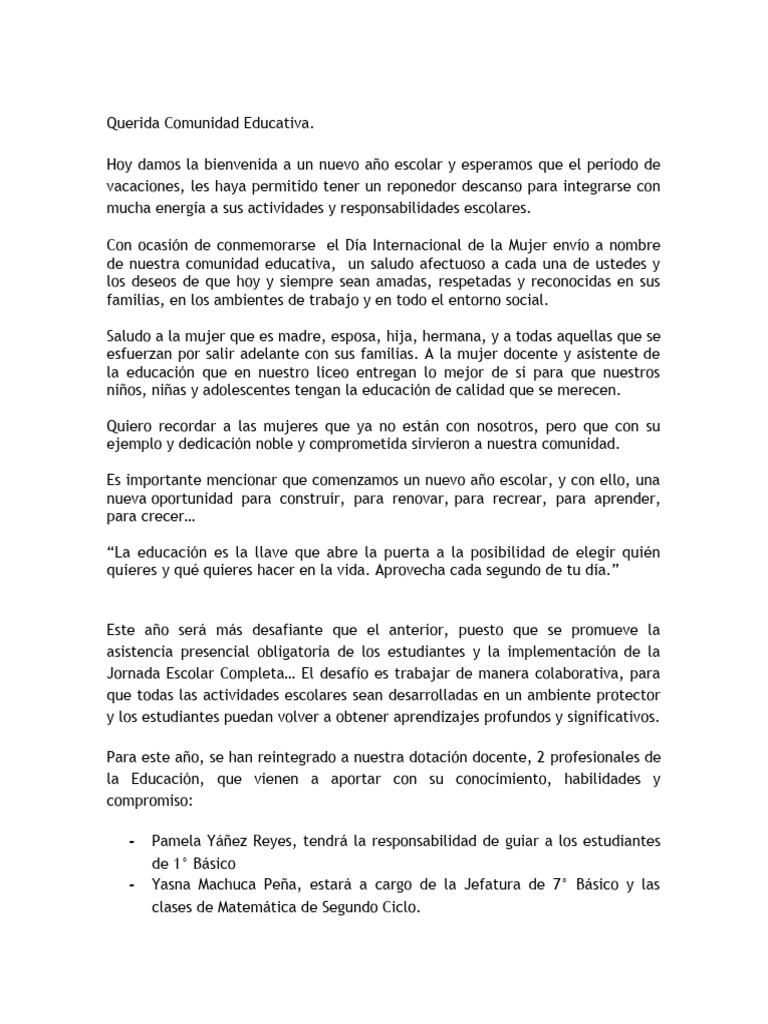 Saludo De Inicio De Año 1 Pdf