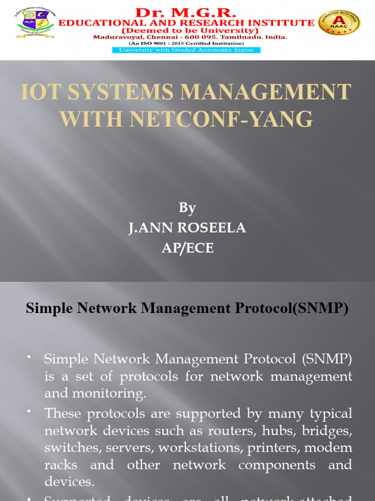 Iot Systems Management With Netconf-Yang: by J.Ann Roseela Ap/Ece | PDF | Cloud Computing ...