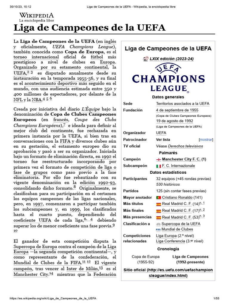 Liga de Campeones de La UEFA | PDF | Liga de Campeones de la UEFA | A.C. Milan