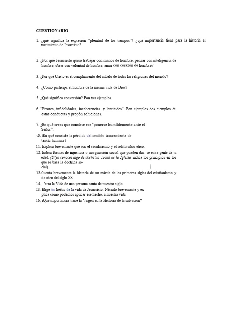 CUESTIONARIO Proyecto | PDF CUESTIONARIO Proyecto | PDF