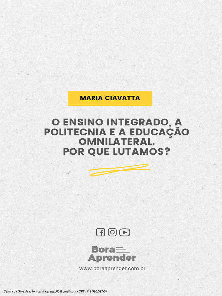 RESUMO O Ensino Integrado, A Politecnia e A Educação Omnilateral. Por ...