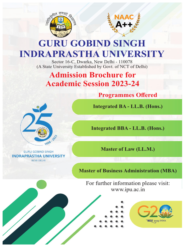 Ggsipu Brochure 2023 24 | PDF | Bachelor Of Arts | Bachelor's Degree
