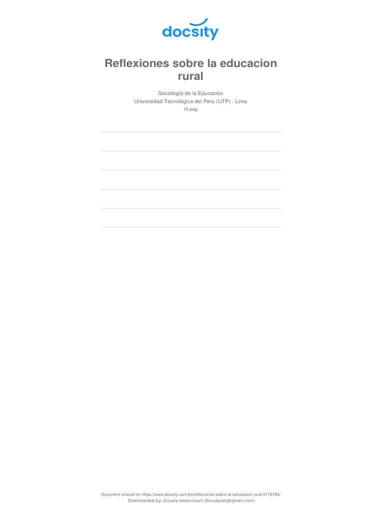 Docsity Reflexiones Sobre La Educacion Rural | PDF | Educación primaria | Salón de clases