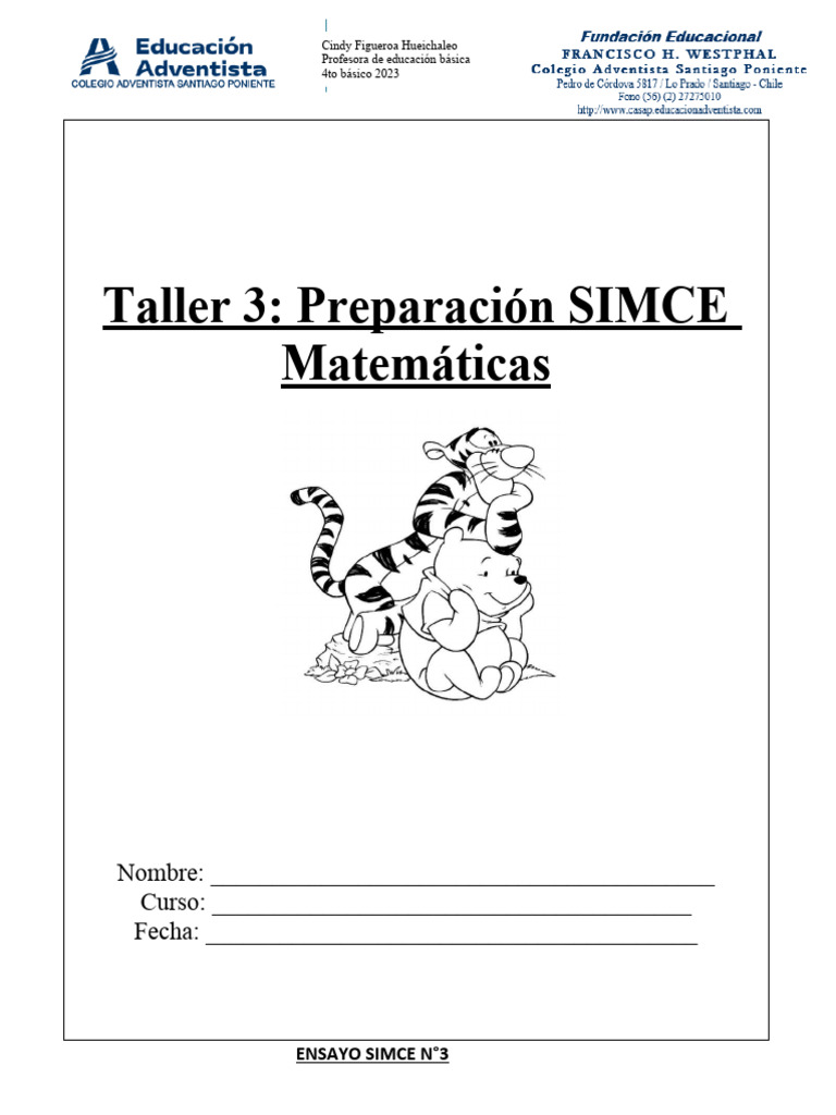 Ensayo Simce Matematica 4 Basico | PDF