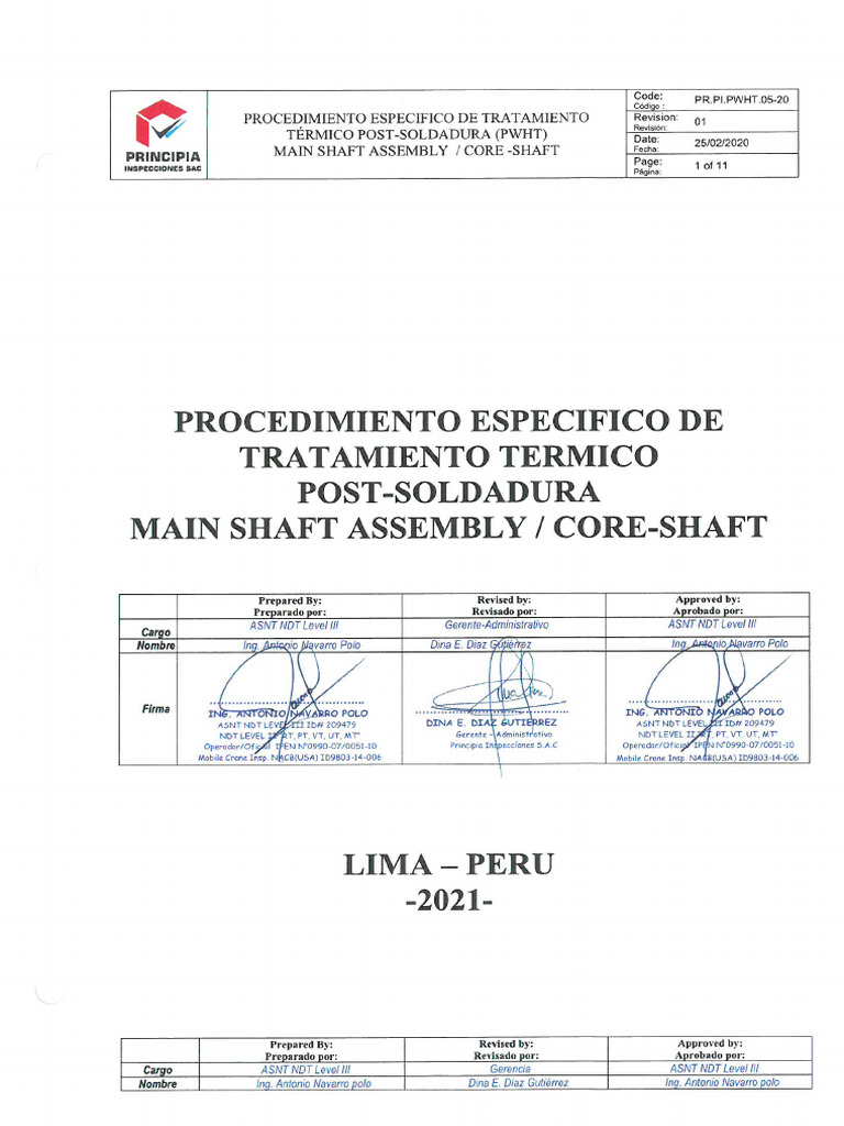Procedimiento de Tratamiento Termico Post - Soldadura | PDF