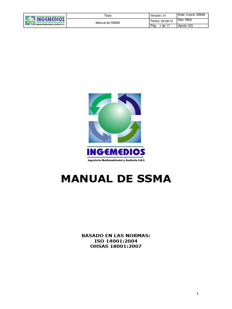 Manual SSMA Ingemedios | PDF | Seguridad y salud ocupacional | Infraestructura