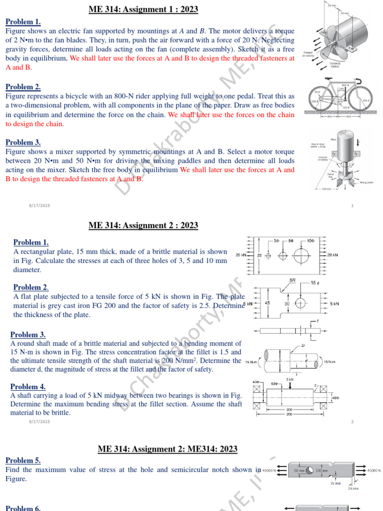 Assignments 1 and 2 | PDF | Stress (Mechanics) | Force