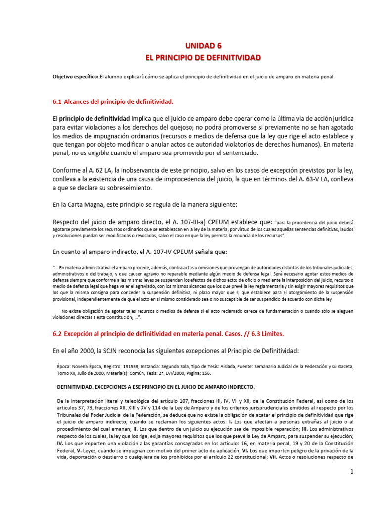 Unidad 6, Principio de Definitividad, 2023 | PDF | Caso de ley | Derecho penal