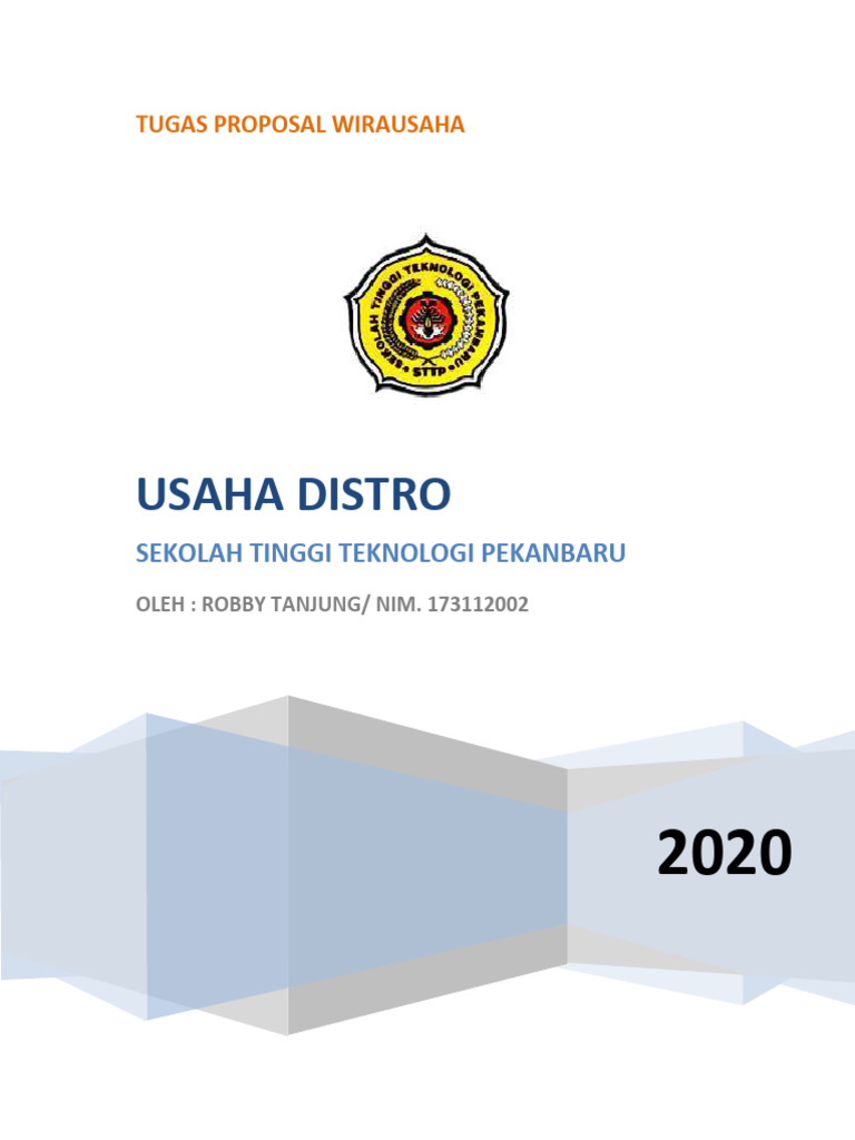 Tugas Proposal Wirausaha 2020 Usaha Dist | PDF