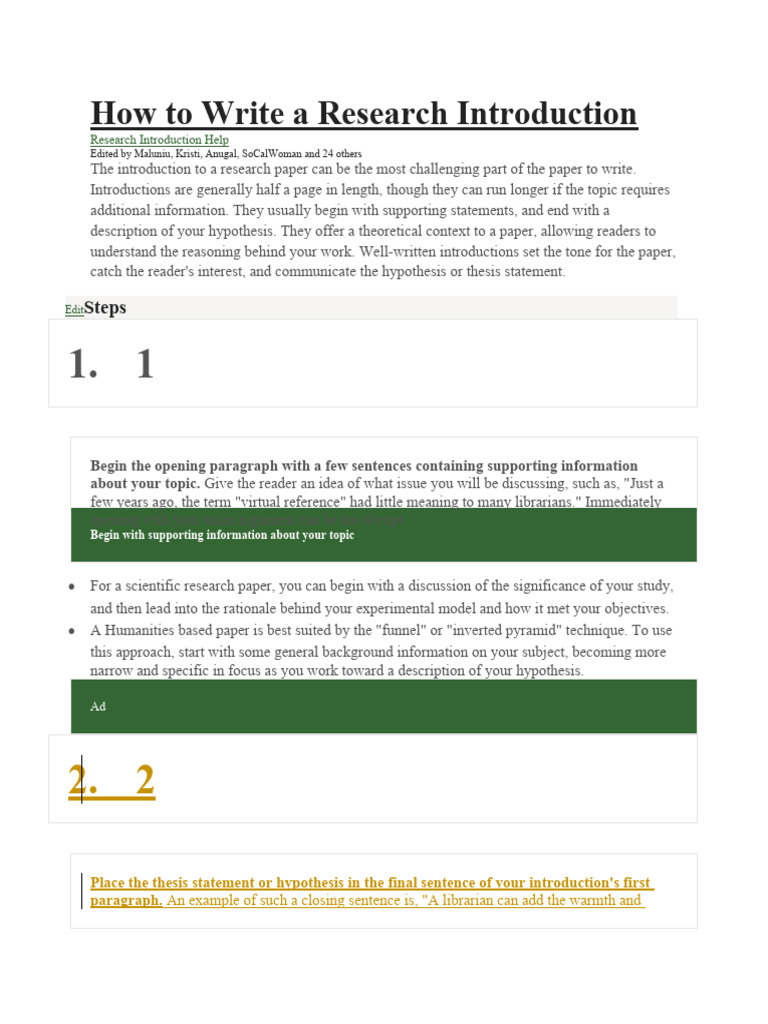 How To Write A Research Introduction | PDF | Theory | Hypothesis