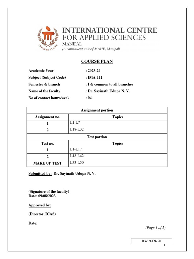 Course Plan: L1-L7 L18-L32 | PDF | Curvature | Coordinate System