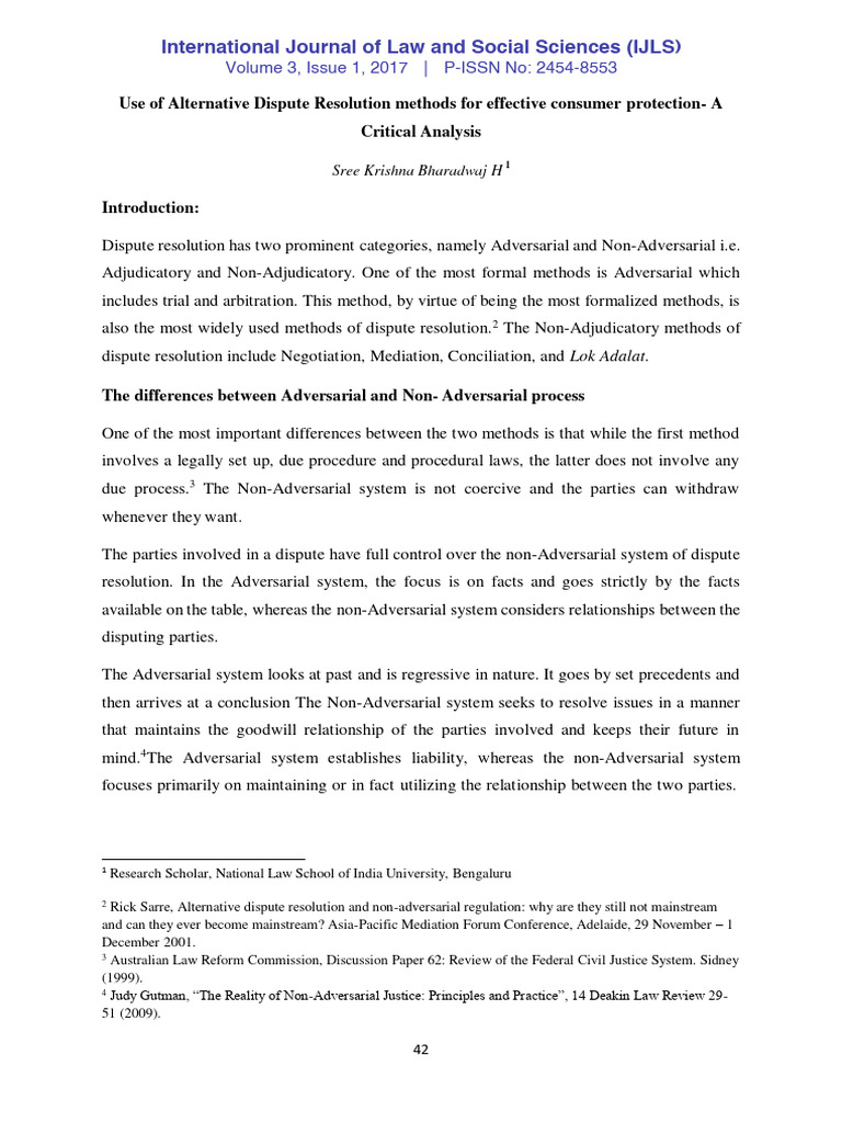 Use of Alternative Dispute Resolution Methods | PDF
