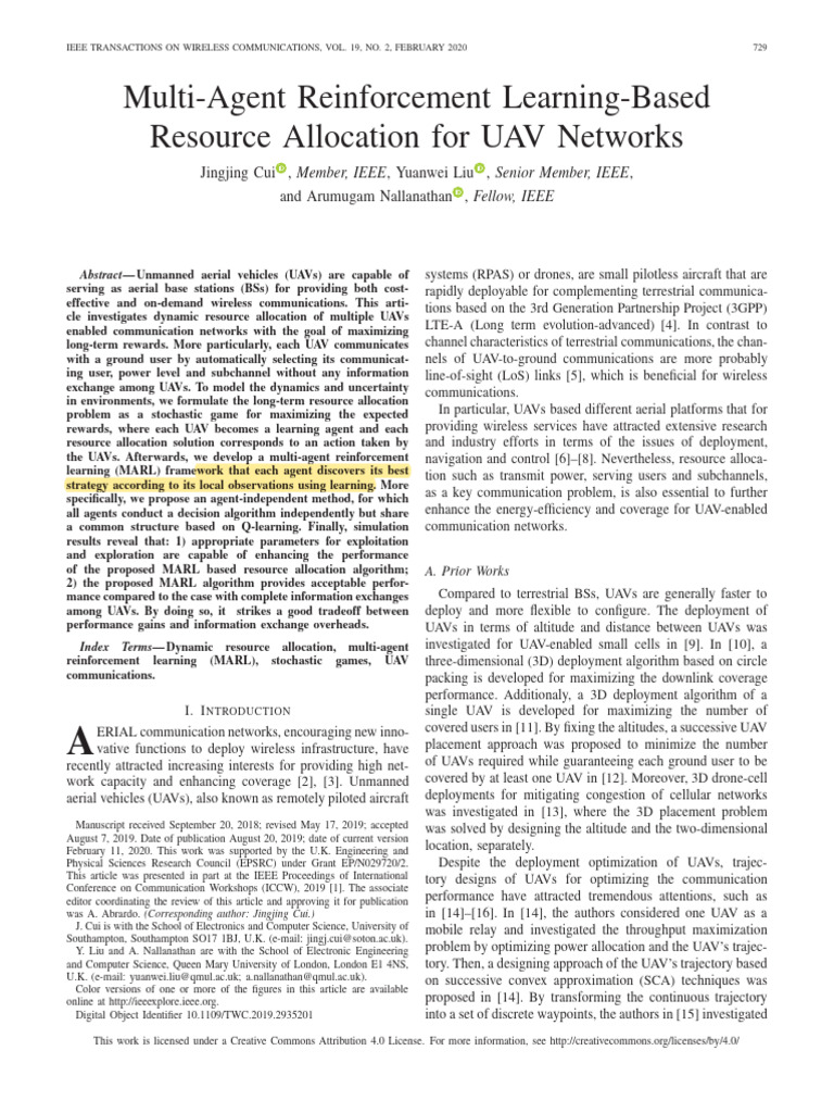 Multi Agent Reinforcement Learning Based Resource Allocation For Pdf Machine Learning